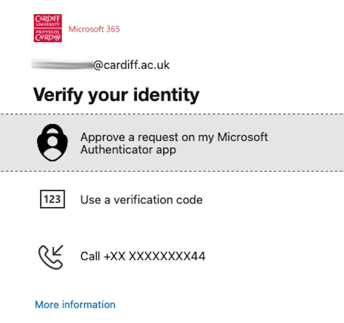Using the Microsoft 365 Authenticator app - Cardiff University