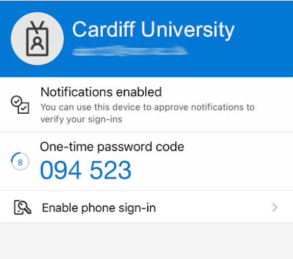 Using the Microsoft 365 Authenticator app - Cardiff University
