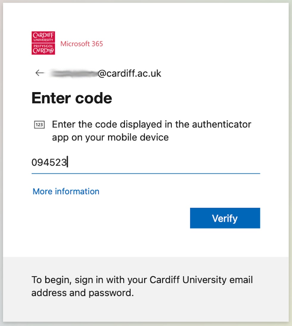 Using the Microsoft 365 Authenticator app - Cardiff University